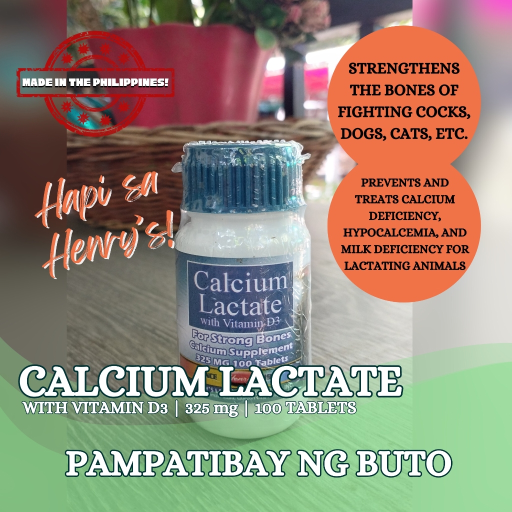 Calcium Lactate ( Henry's ) for cocks 325 MG 100 Tablets | Shopee ...