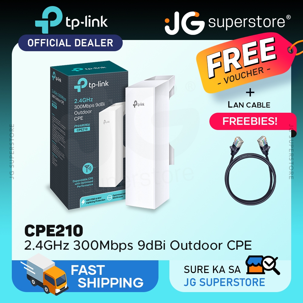 TP-Link CPE210 2.4GHz 300Mbps 9dBi Outdoor CPE for PtP Wireless Bridge ...