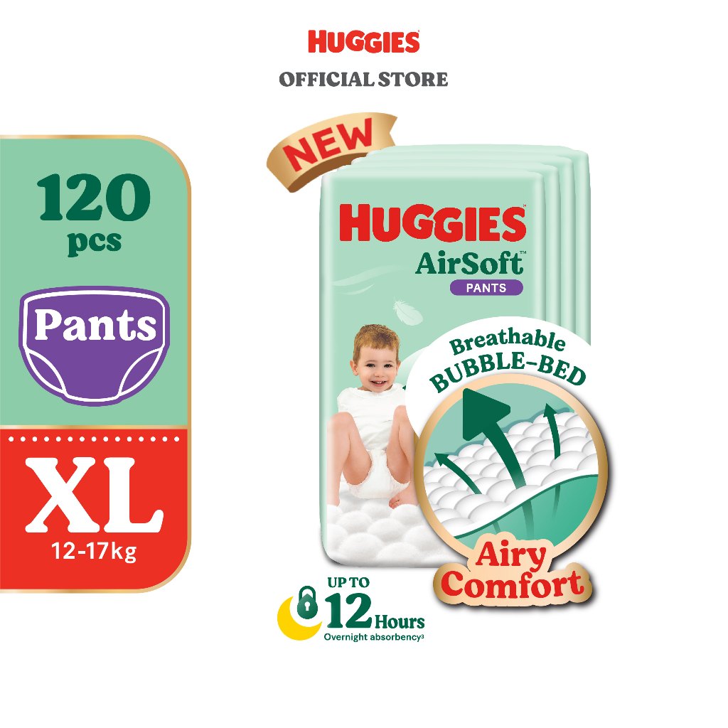 Huggies AirSoft Pants XL - 30 pcs x 4 packs (120 pcs) | Shopee Philippines