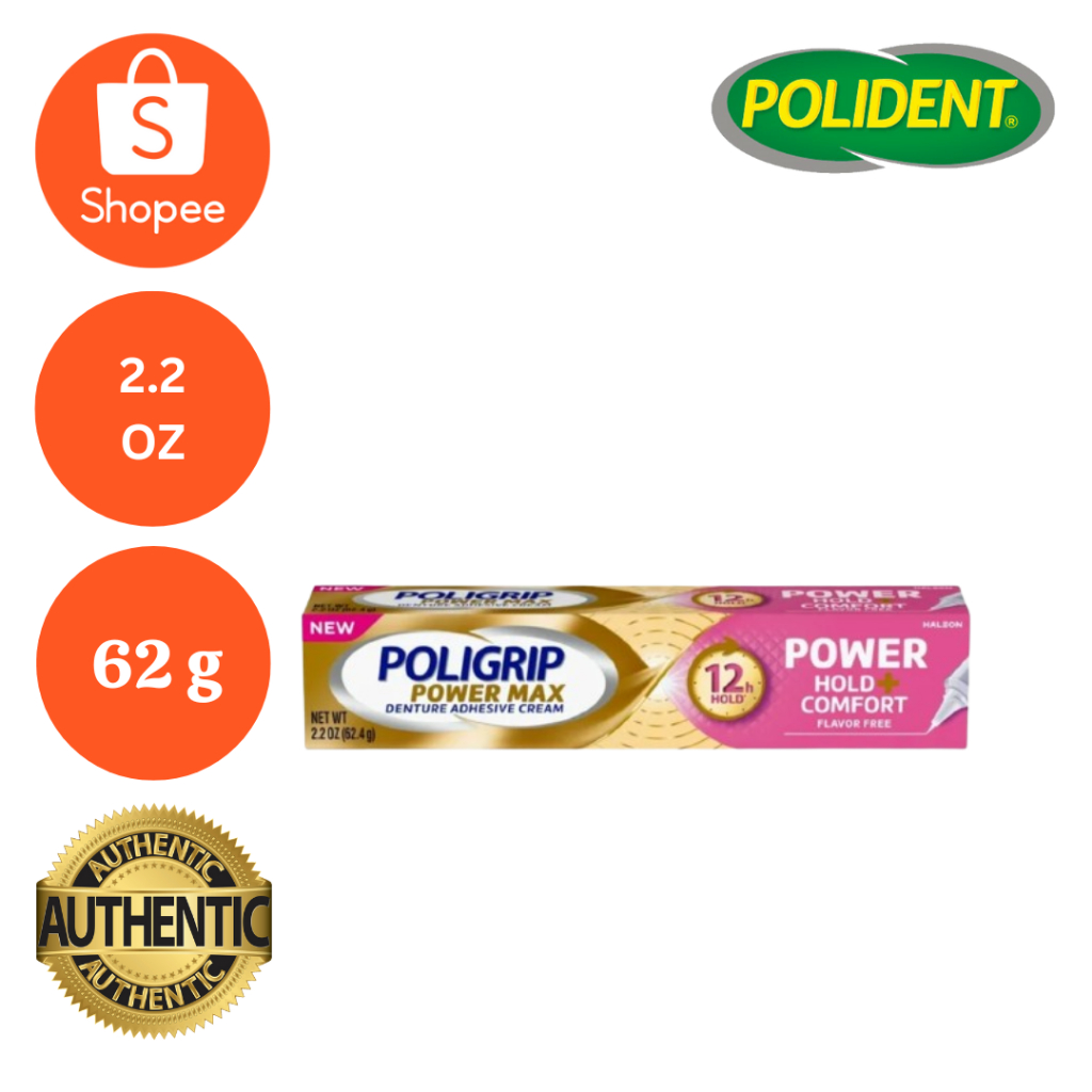 POLIGRIP DENTURE ADHESIVE POWER HOLD COMFORT DENTURE ADHESIVE CREAM 62 ...