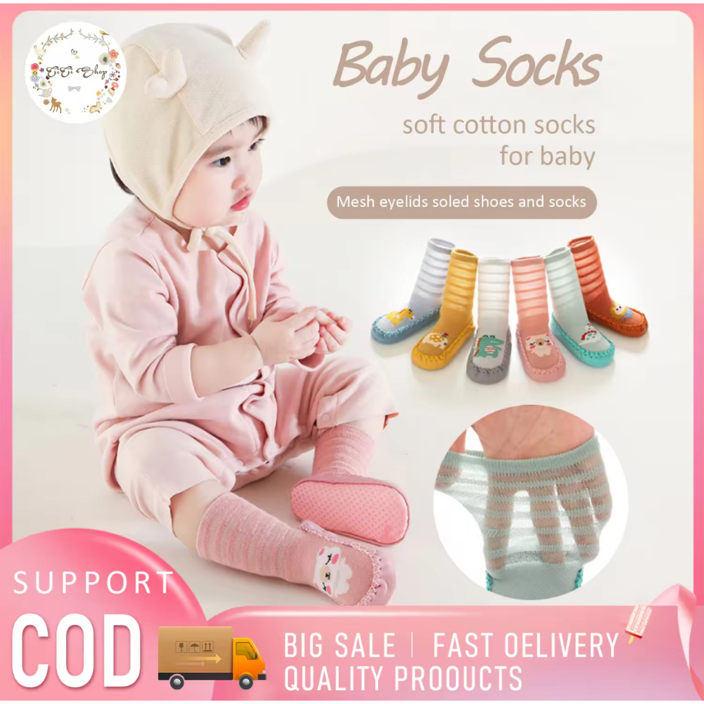 CICI Baby Toddler High Corp Cute Organic Cotton Walk Shoes Socks Footwear Non-Slip Floor Sock 0 ...
