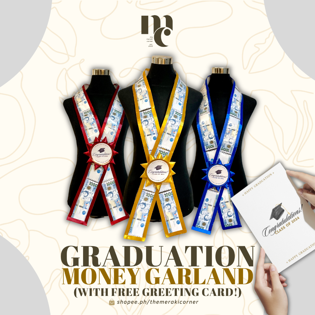GRADUATION MONEY GARLAND LEI / SASH + FREE GRADUATION GREETING CARD ...