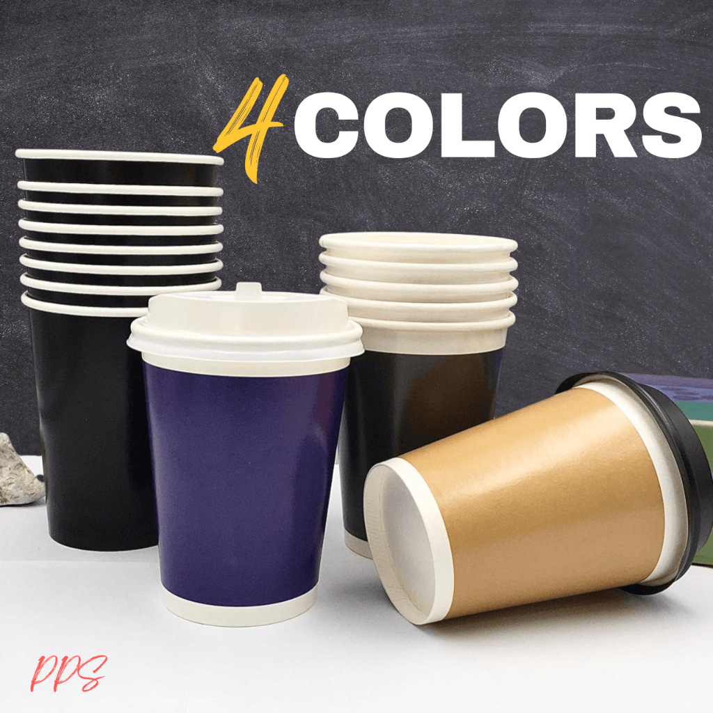 12oz Hot/Cold Drink Cup Plain Black/Blue/Gray/Gold With Plastic Flip ...