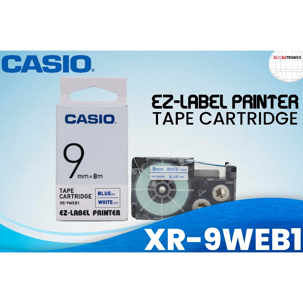 CASIO Label Tape Blue Ink on White Color Tape 9mm | Shopee Philippines