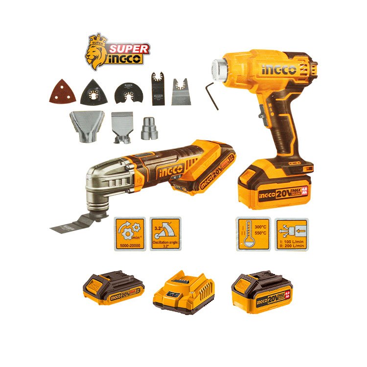 INGCO 2pcs Combo Kit Cordless Heat Gun with Oscillating COSLI230703 ...