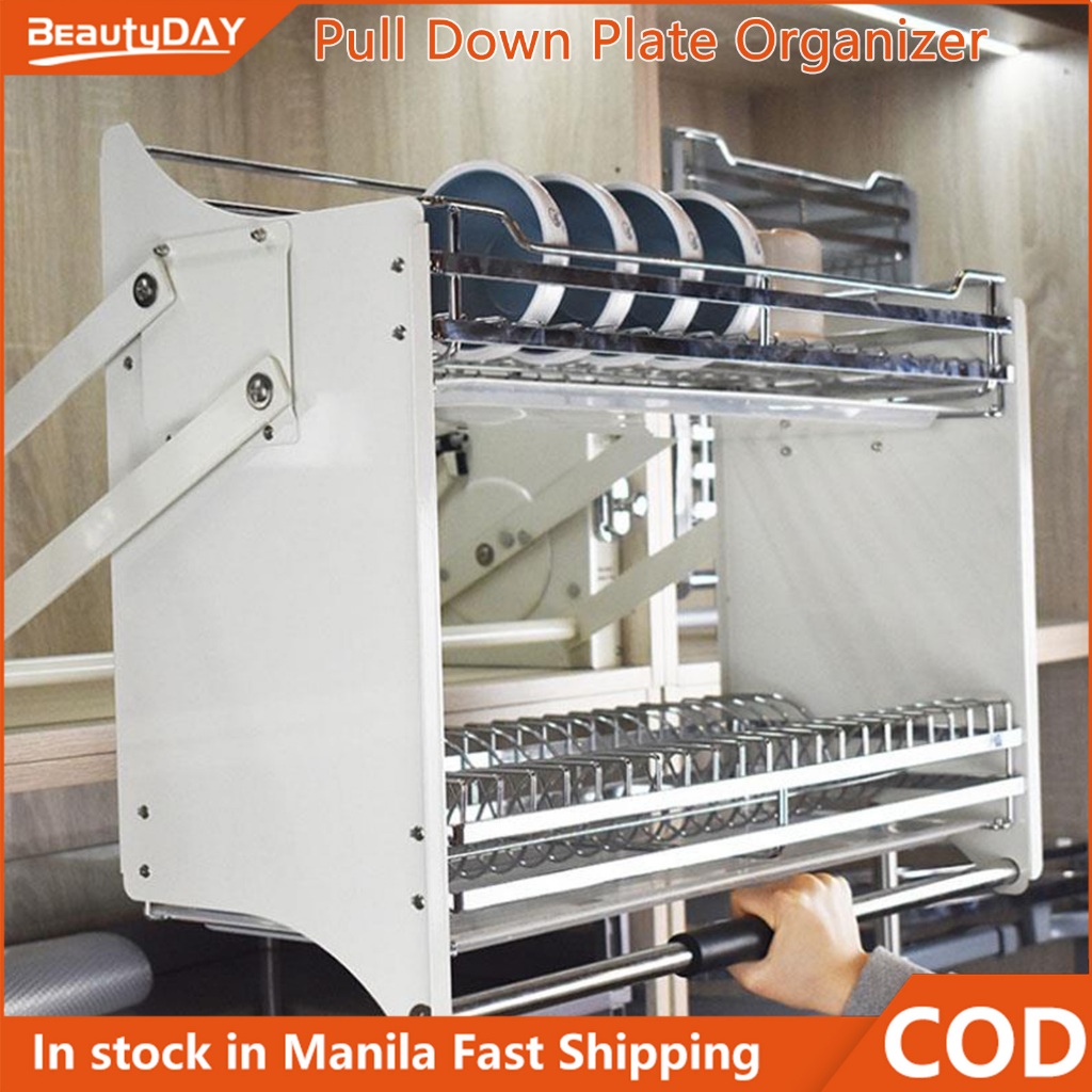 Pull Down Plate Organizer 304 Stainless Steel Kitchen Organizer Storage ...
