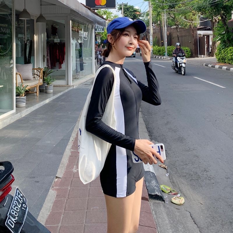 FASHION RASH GUARD ONE PIECE LONGSLEEVE OVER ALL ZIP UP | Shopee ...