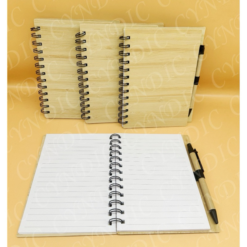 50pcs Bamboo Notebook Eco-Friendly Plain with Black Pen or w/ Black ...