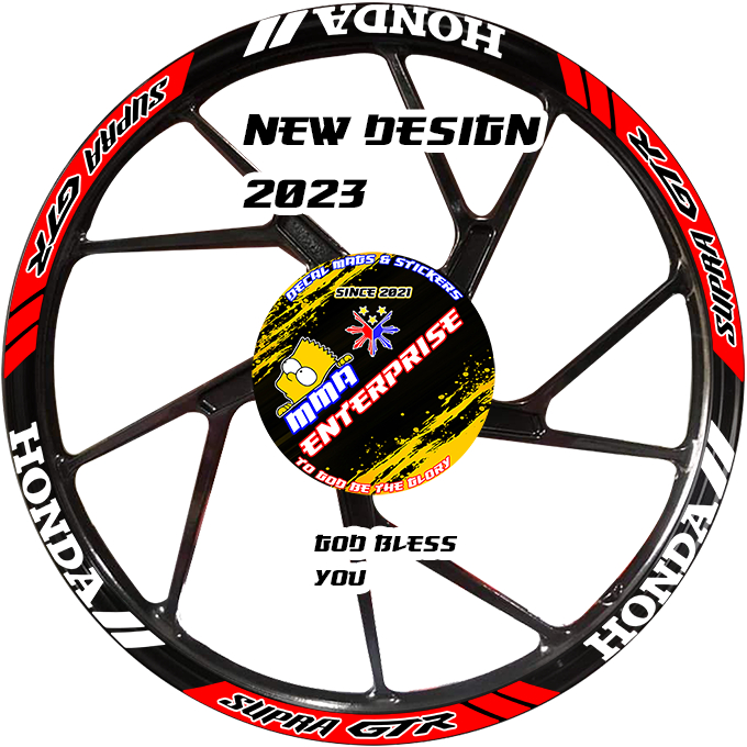 HONDA SUPRA GTR150 PRINTED MAGS STICKER DECALS (SET FOR 2 WHEELS FRONT ...