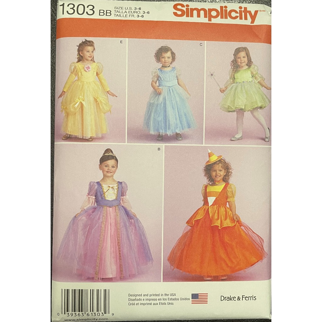 Simplicity Sewing Pattern - 1303 - Little Princess Costume Gowns ...