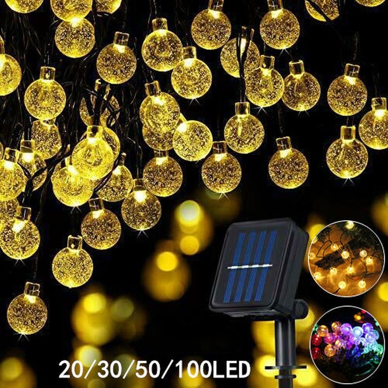 5/7/12M LED Solar String Lights Crystal Ball Outdoor Waterproof Bulb ...