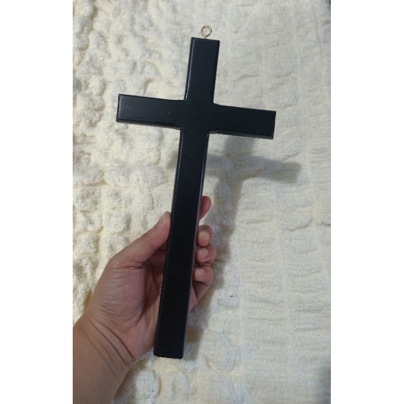 Plain Wooden Black Catholic Cross 10 inches' Lord’s prayer Hand Made ...