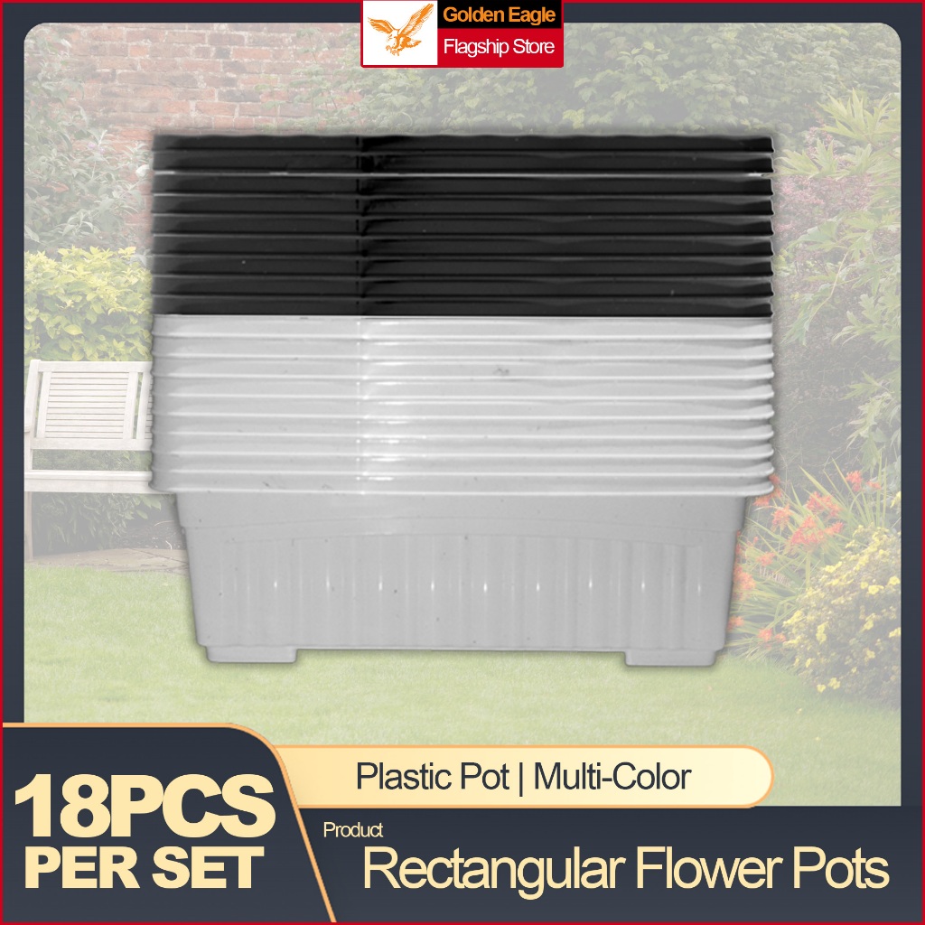 Golden Eagle (Wholesale) 18PCS Rectangular Long Flower Pots Medium Size ...
