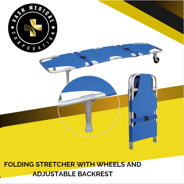 FOLDING STRETCHER WITH WHEELS AND ADJSUTABLE BACKREST | Shopee Philippines