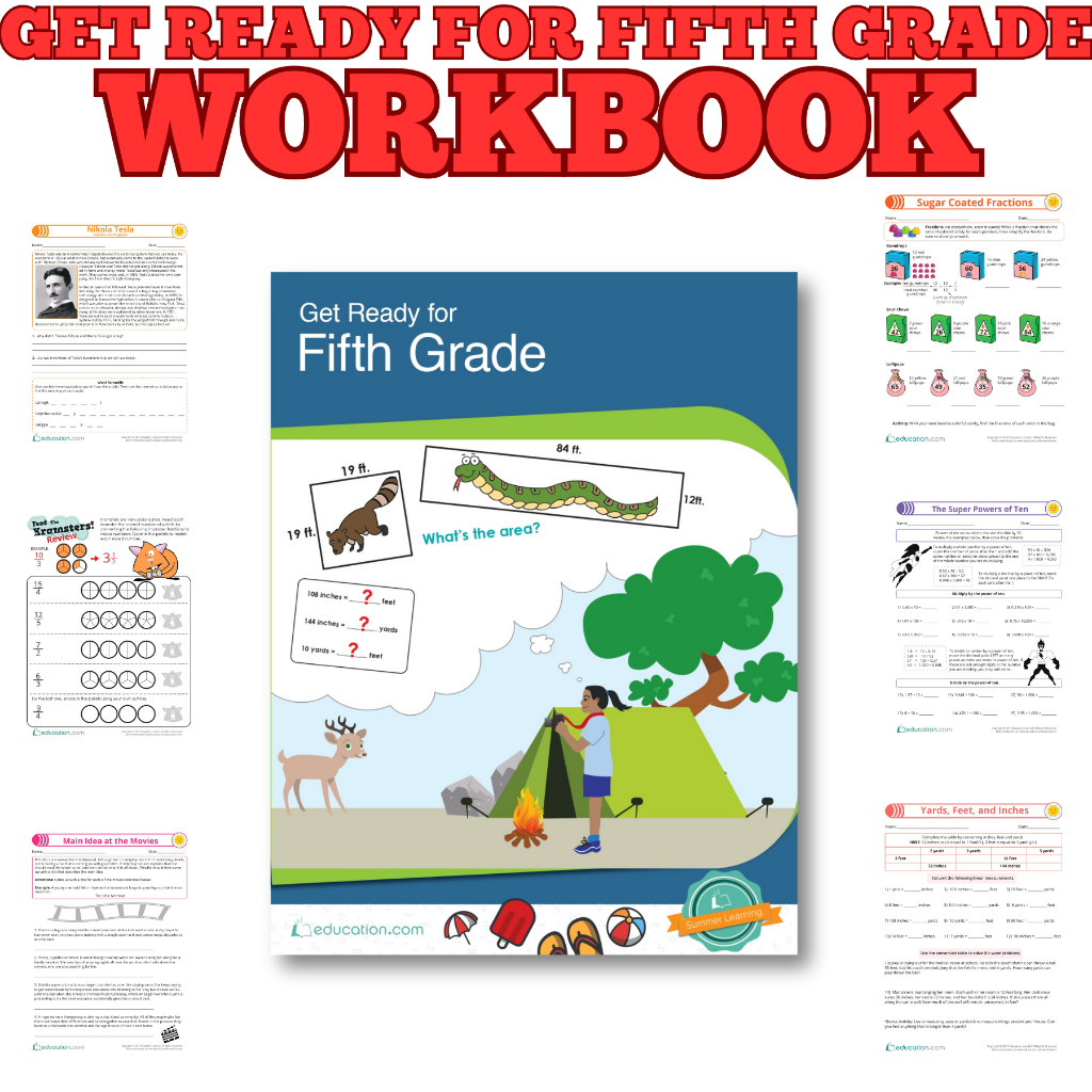 GET READY FOR FIFTH GRADE WORKBOOK 50+ PAGES WITH ENGLISH AND MATH ...