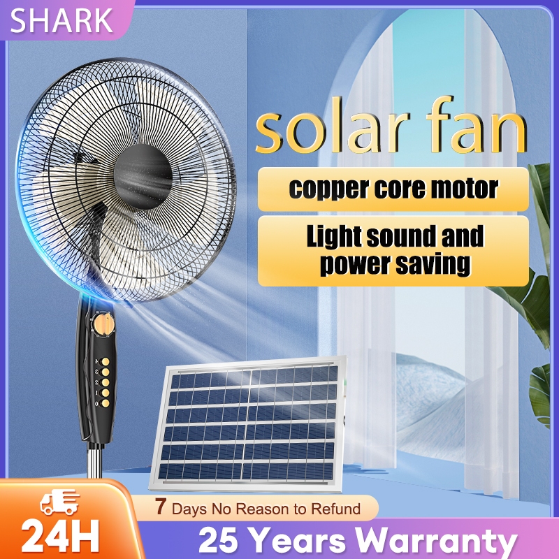 Solar desk fans 12/16 inch fan with 2 bulb 220V DC rechargeable desktop ...