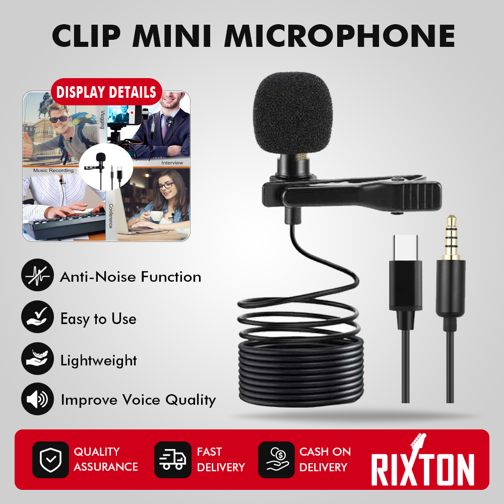 RIXTON Metal Mini Lapel Clip Microphones For Recording of Audio Type 3 ...