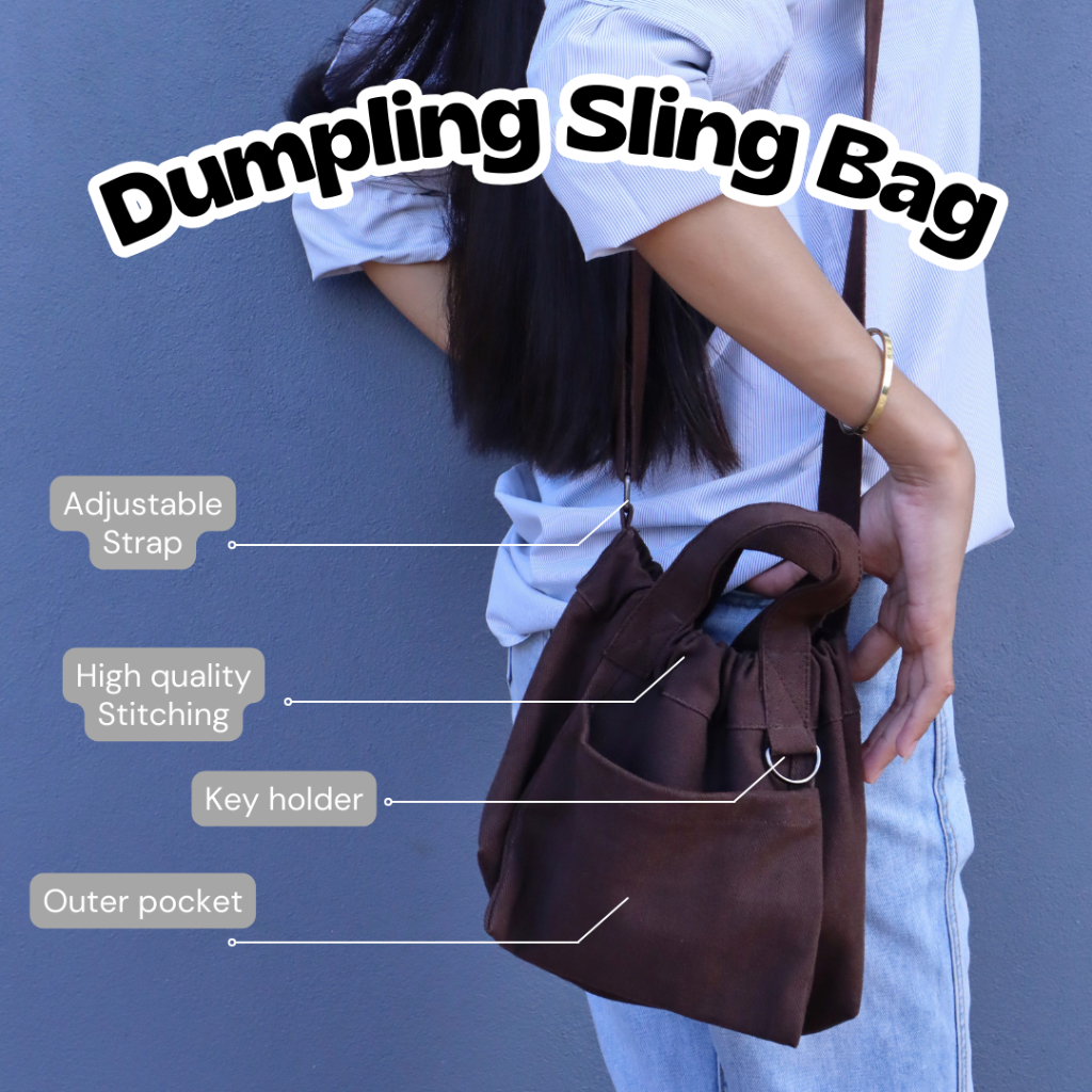 The Dumpling Slingbag (DARK BROWN-Micro)_Adjustable Strap and Magnetic ...