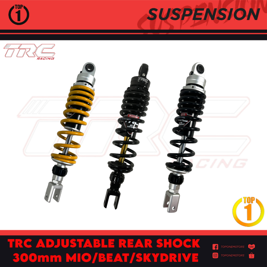 TOP1 RACING TRC MIO/BEAT/CLICK/SCOOPY/GENIO/SKYDRIVE AI-TECH SERIES ADJUSTABLE REAR SHOCK 300mm ...