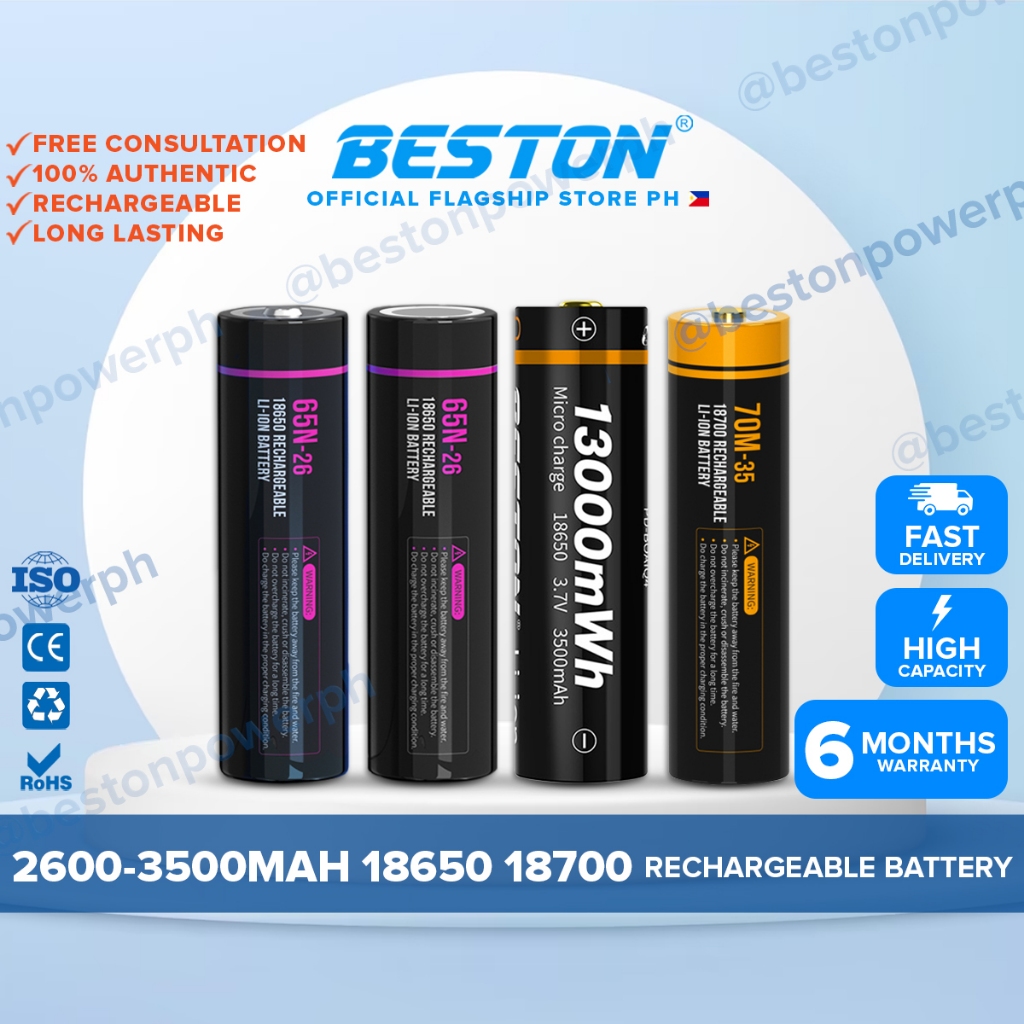 Beston 1pc 3.7V 18650 18700 Rechargeable Lithium Ion Battery Li-ON ...