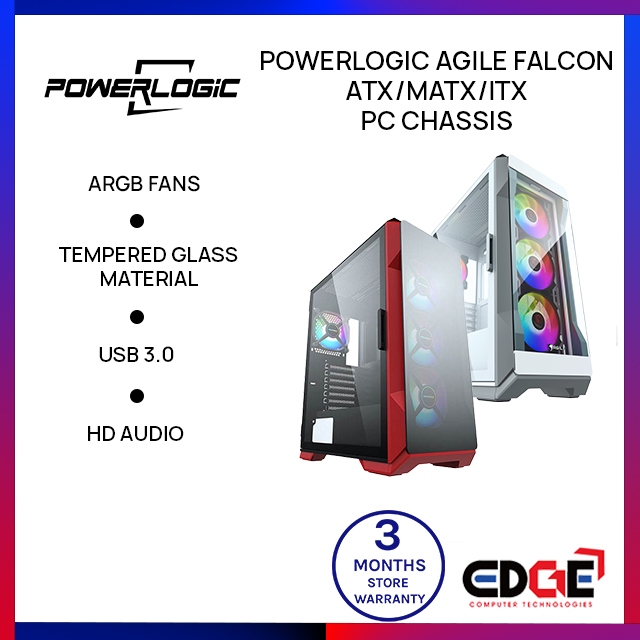 EDGE | POWERLOGIC Agile Falcon ATX/mATX/ITX PC Chassis | Shopee Philippines