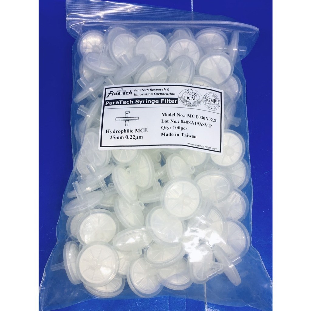 SYRINGE FILTER MCE MEMBRANE 0.22um DIAMTER 25MM INLET/OUTLET FEMALE ...
