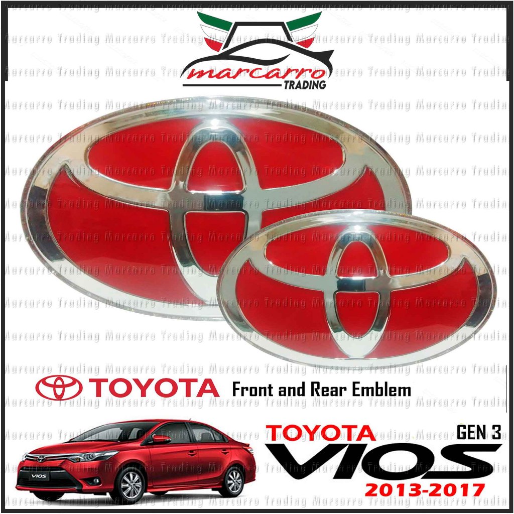 Toyota Vios 2013-2017 Gen 3 Front and Rear Red Emblem | Shopee Philippines