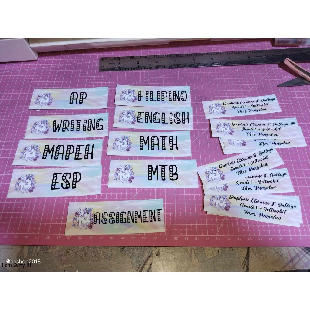 [{CCN}] NAME AND SUBJECT STICKER LABEL (9 SUBJECTS & 10 NAMES PER SET ...