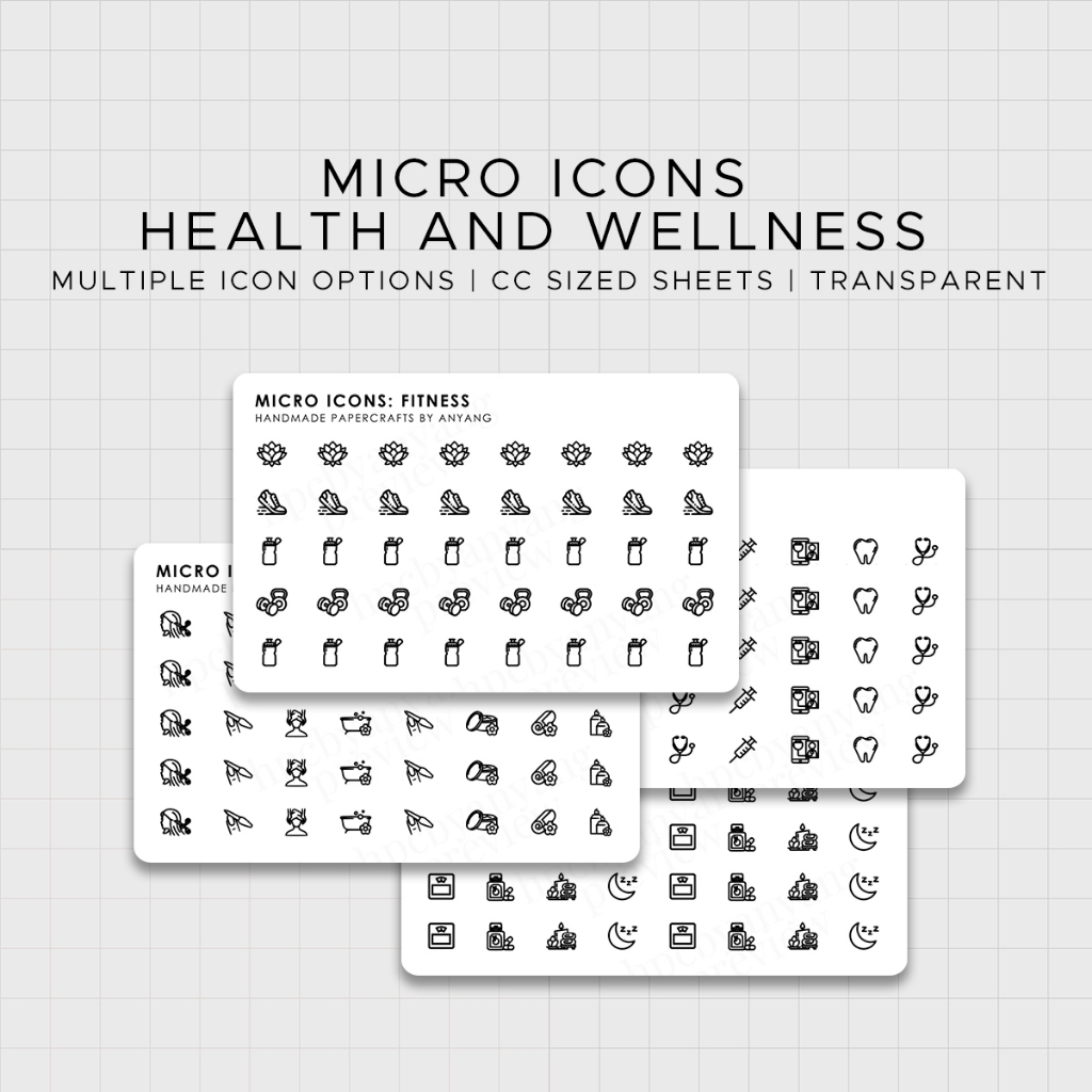 HEALTH & WELLNESS | MICRO ICONS | Minimal + Functional Stickers for ...