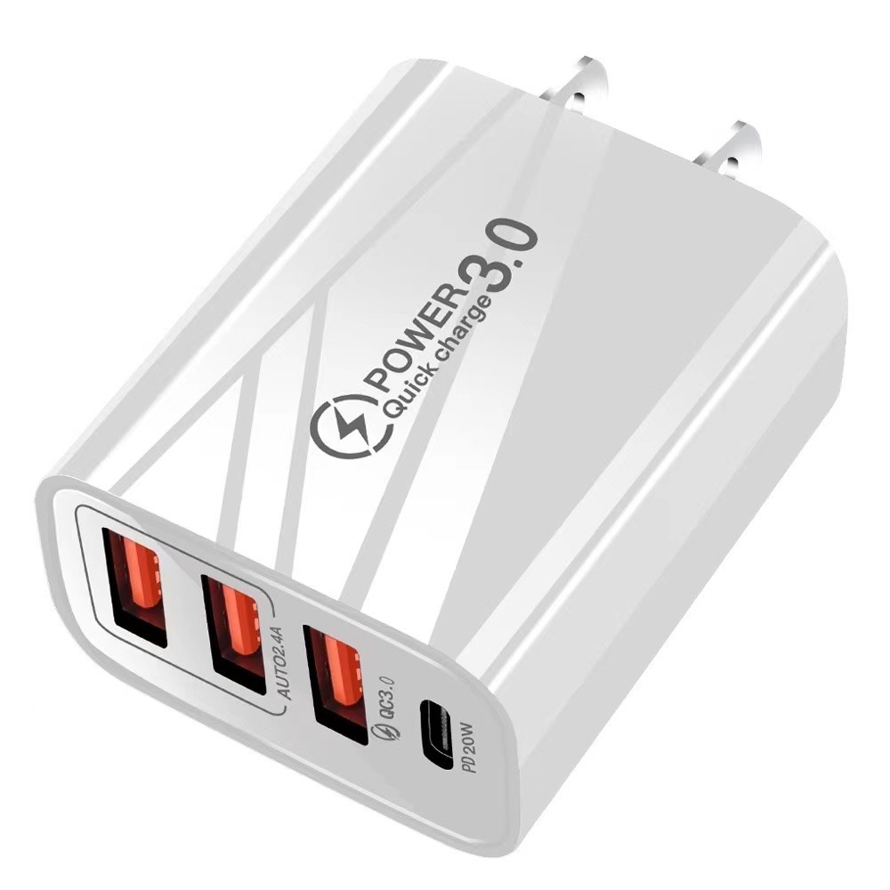 4 in 1 Power Adapter 3 USB Port Type C Port Charging Adapter Phone ...
