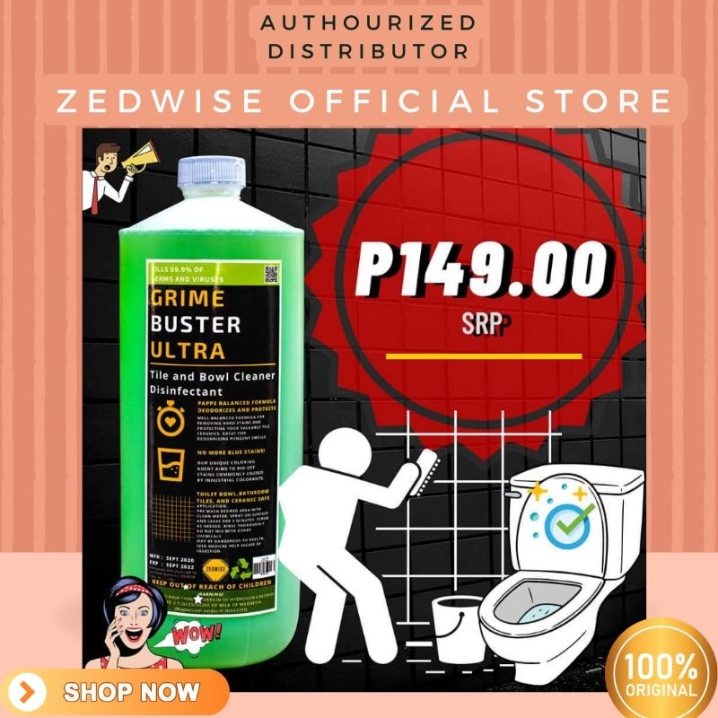 Grime Buster Ultra w FREEBIES Tile and Bowl Cleaner 1L | Shopee Philippines