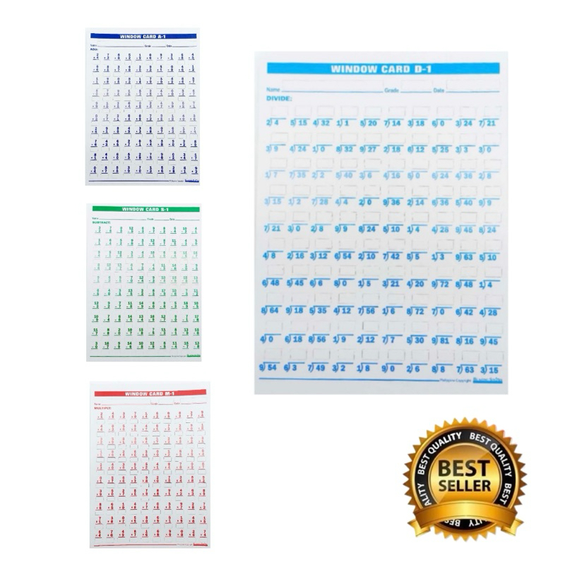 4pcs / Set Window card M-1 S-1 A-1 D-1 4FRACTION Math card | Shopee ...