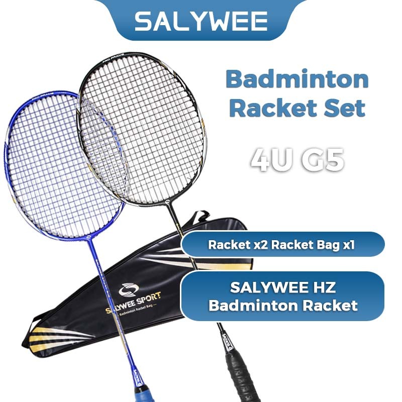 SALYWEE HZ Badminton Racket Set Composite Carbon Fiber 24~28LBS 4U G5 ...