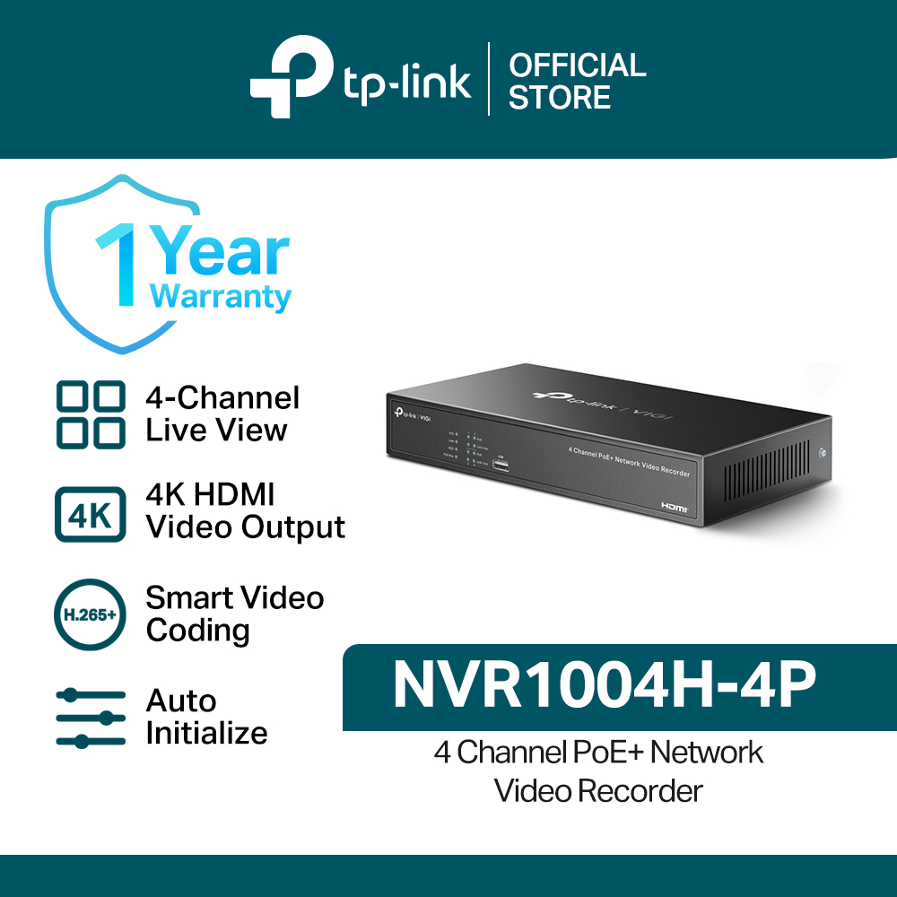 TP-Link | VIGI | NVR1004H-4P | 4 Channel | PoE+ | Network | Video | Recorder | NVR | Shopee ...