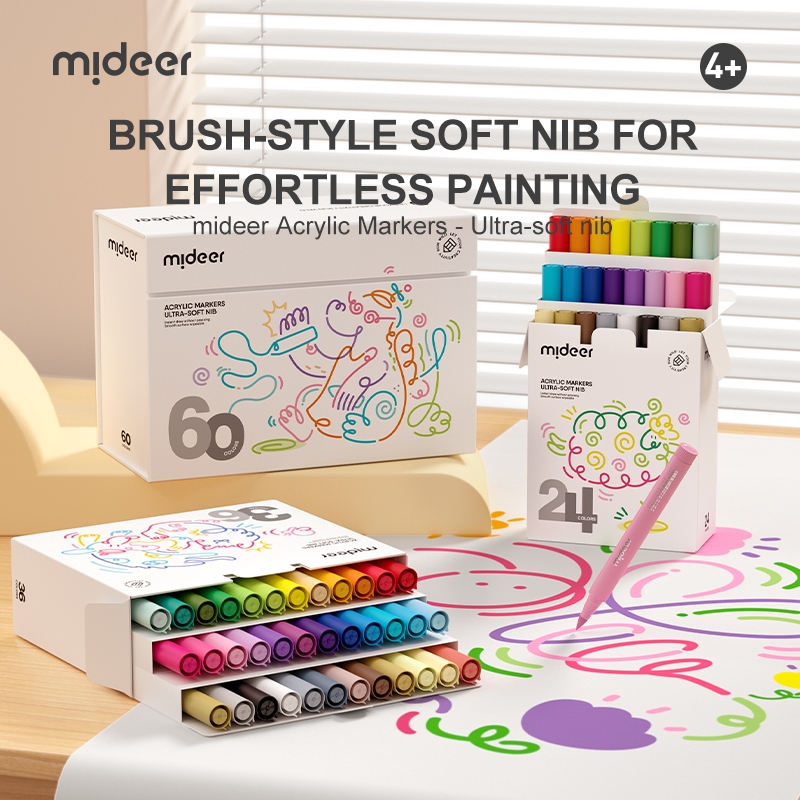 Mideer Acrylic Markers - Ultra-soft nib 60 Colors | Shopee Philippines