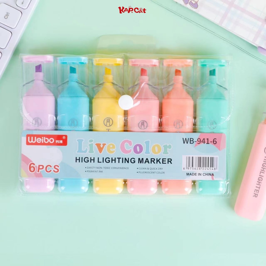 KAP.CAT WB-941 4pcs/6pcs HIGH QUALITY HIGHLIGHTER SCHOOL SUPPLIES ...