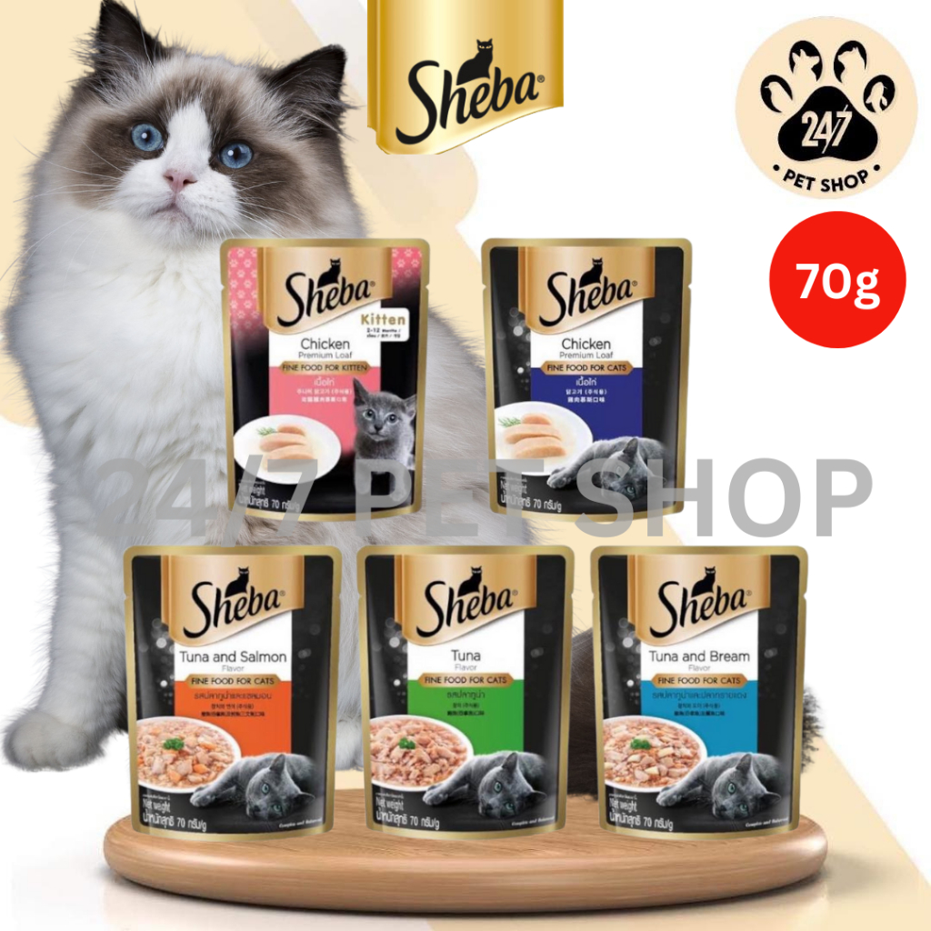 Sheba Wet Cat Food Pouch 70g Cat Essentials All Stages Adult Kitten 24/7 Pet Shop | Shopee ...