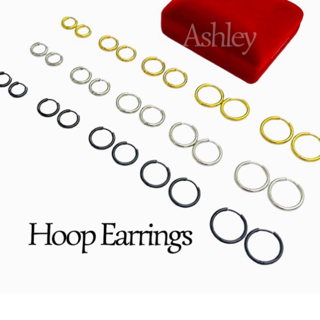 Stainless Gold White Black Loops Earrings Pairs 8mm 10mm 12mm 14mm 16mm ...