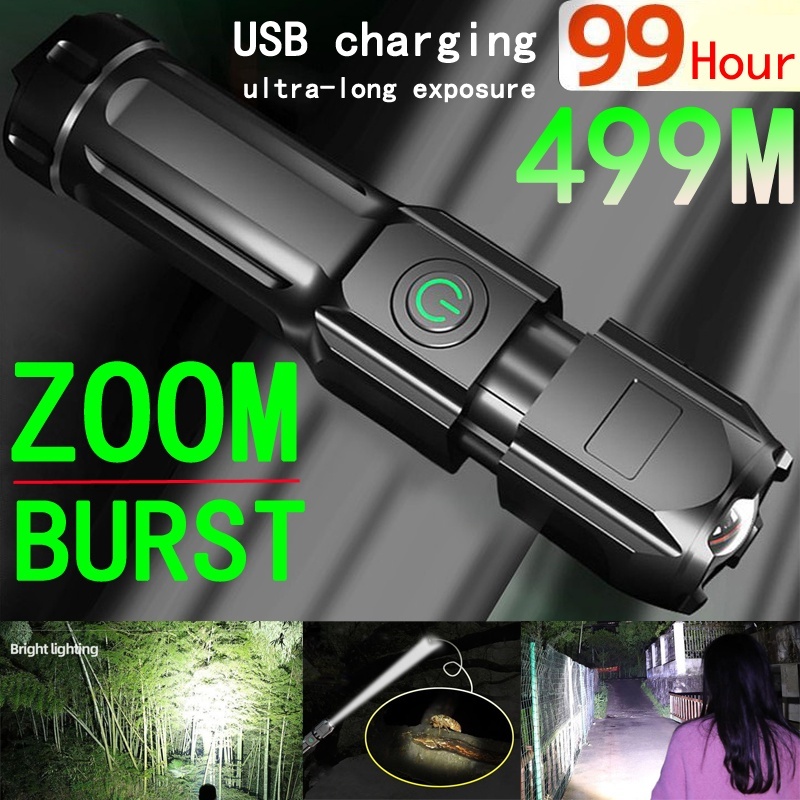 Outdoor Portable Flashlight Strong Light High-power Rechargeable Zoom ...