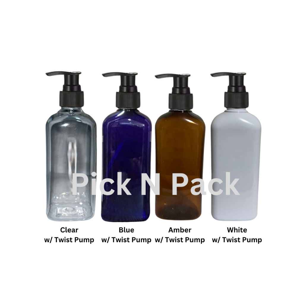250ml Rectangle Plastic Bottle w/Flat Turn Pump ( Empty) | Shopee ...