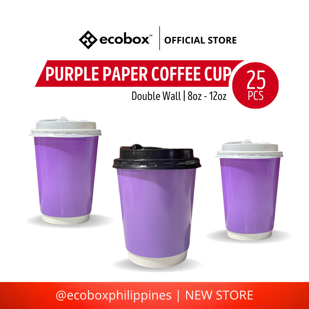 Ecobox Disposable Purple Paper Coffee Cup, Violet Coffee Cup, 25pcs ...