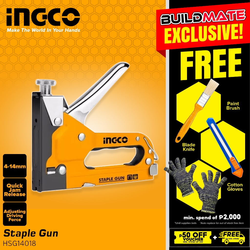 BUILDMATE Ingco Industrial Gun Tacker Stapler Staple Gun Tucker Quick ...