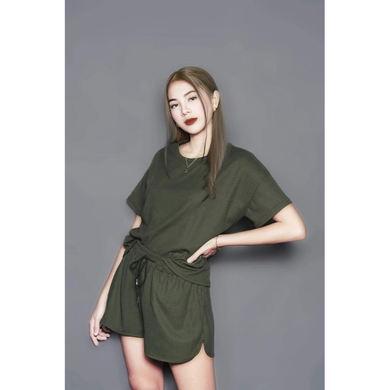 terno blouse and short (waffle fabric) | Shopee Philippines