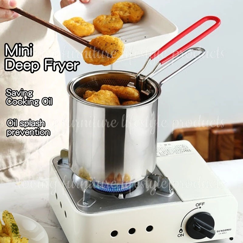 304 stainless steel mini fryer frying fries kitchen oil-saving deep ...