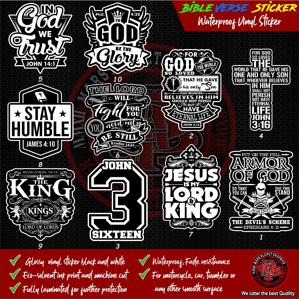 BIBLE VERSE RELIGIOUS CHRISTIAN STICKER DECAL Waterproof Laminated ...