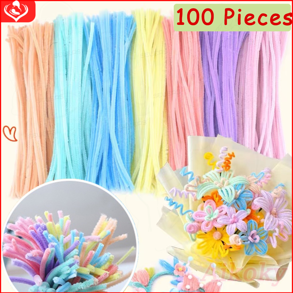 Aikoky Fuzzy Wire 100pcs Chenille Twist Wire Handmade Toys Diy Toys For ...