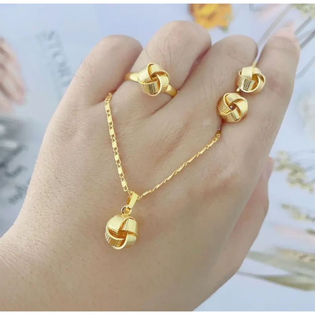 LS fashion jewelry 24k gold plated 3in1 set adjustable ring bangkok set ...