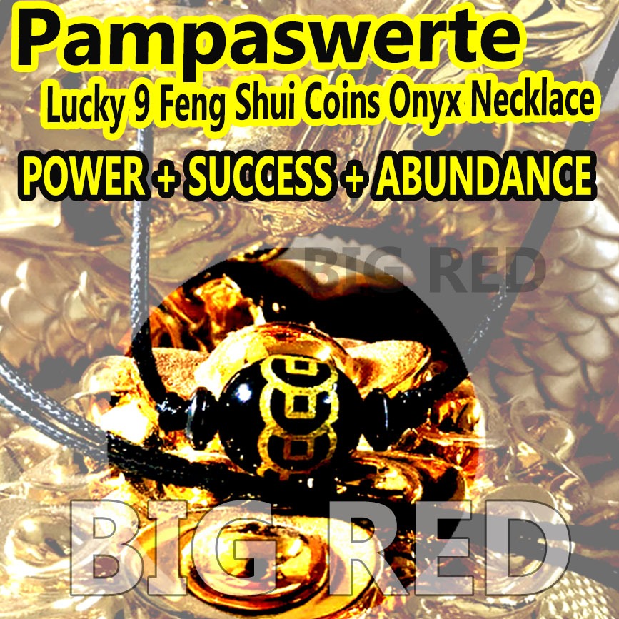 FENG SHUI Lucky 9 Coins Ball in Black Onyx Pendant Stainless Necklace ...