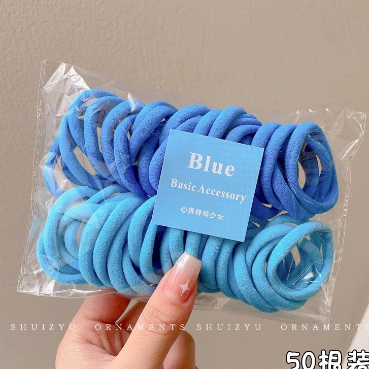 50Pcs/Bag New Fashion Women Solid Color Stretch Elastic Rubber Hair ...