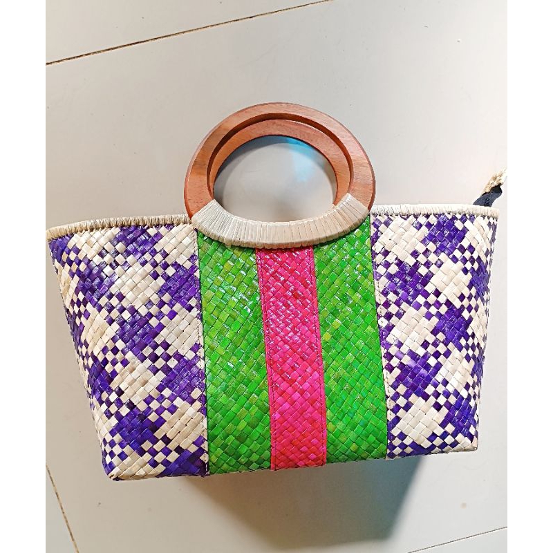 Pandan handbag with lining and zipper native bag | Shopee Philippines